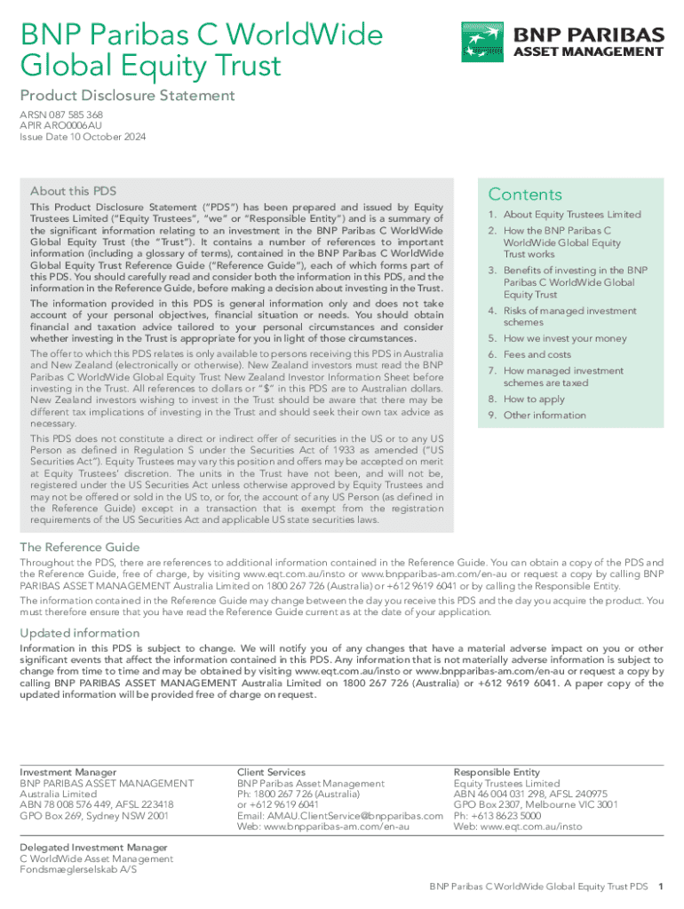 Fillable Online BNP Paribas C WorldWide Global Eq Trust Fax Email Print - pdfFiller