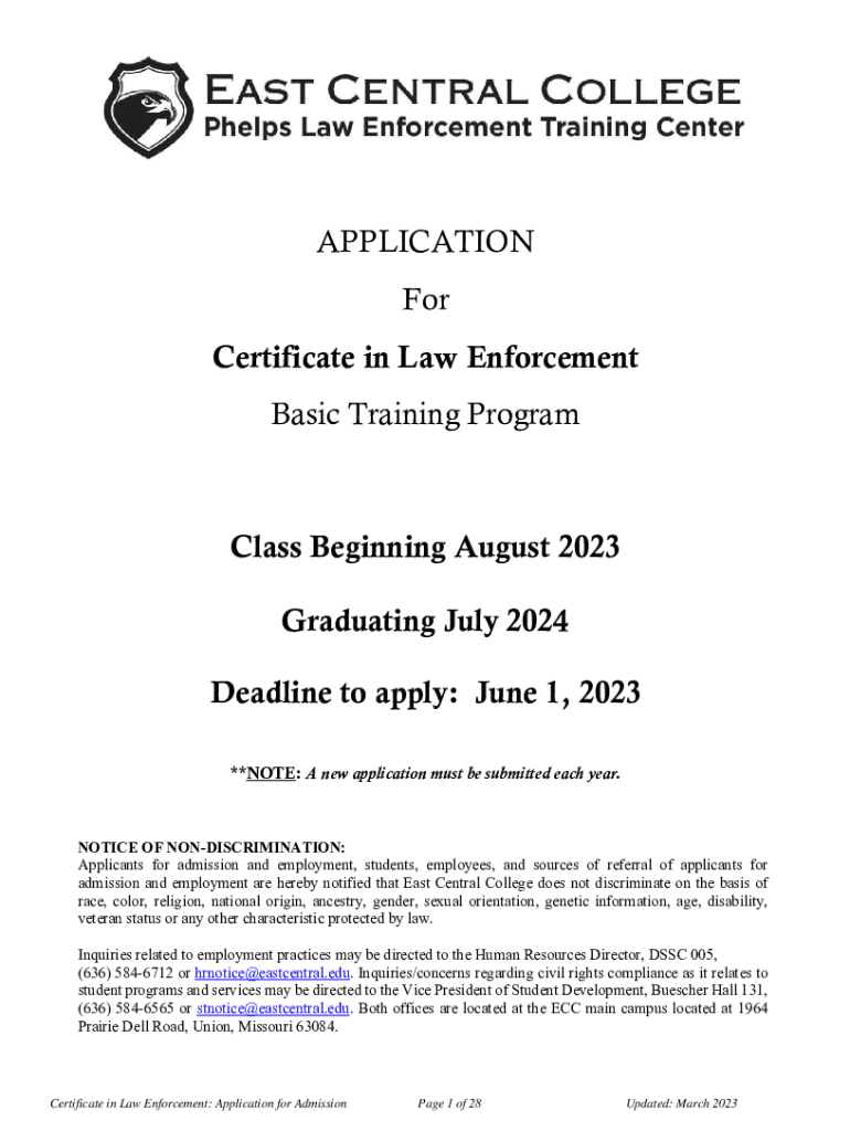 Fillable Online Certificate in Law Enforcement Basic Training Program ...
