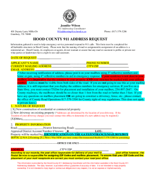 Fillable Online Hood County 911 Address Request Form Fax Email Print ...