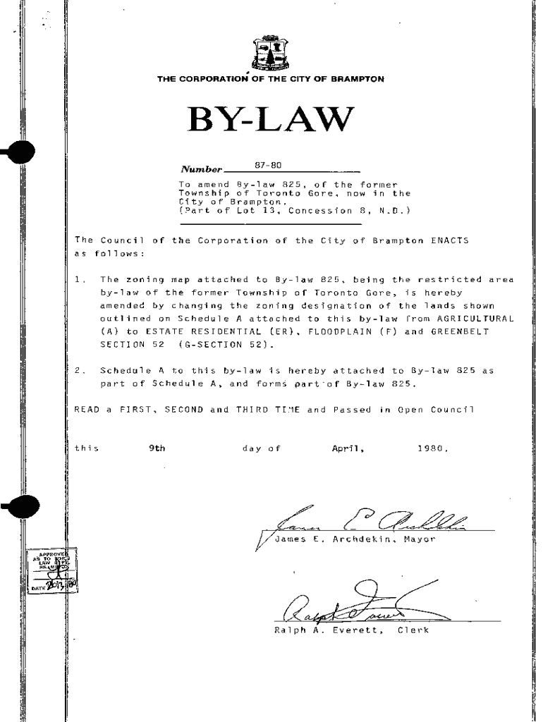 Fillable Online 87-80. zoning designation from AGRICULTURAL to ESTATE ...