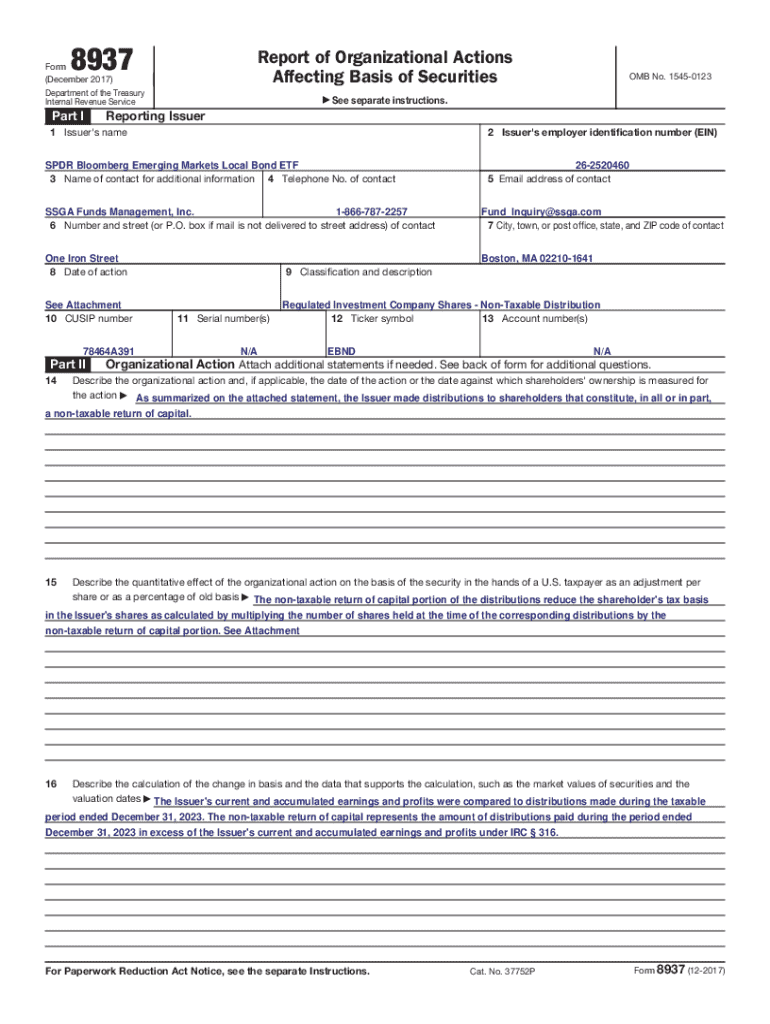 Fillable Online Report of Organizational Actions Affecting Basis of Securities Fax Email Print ...