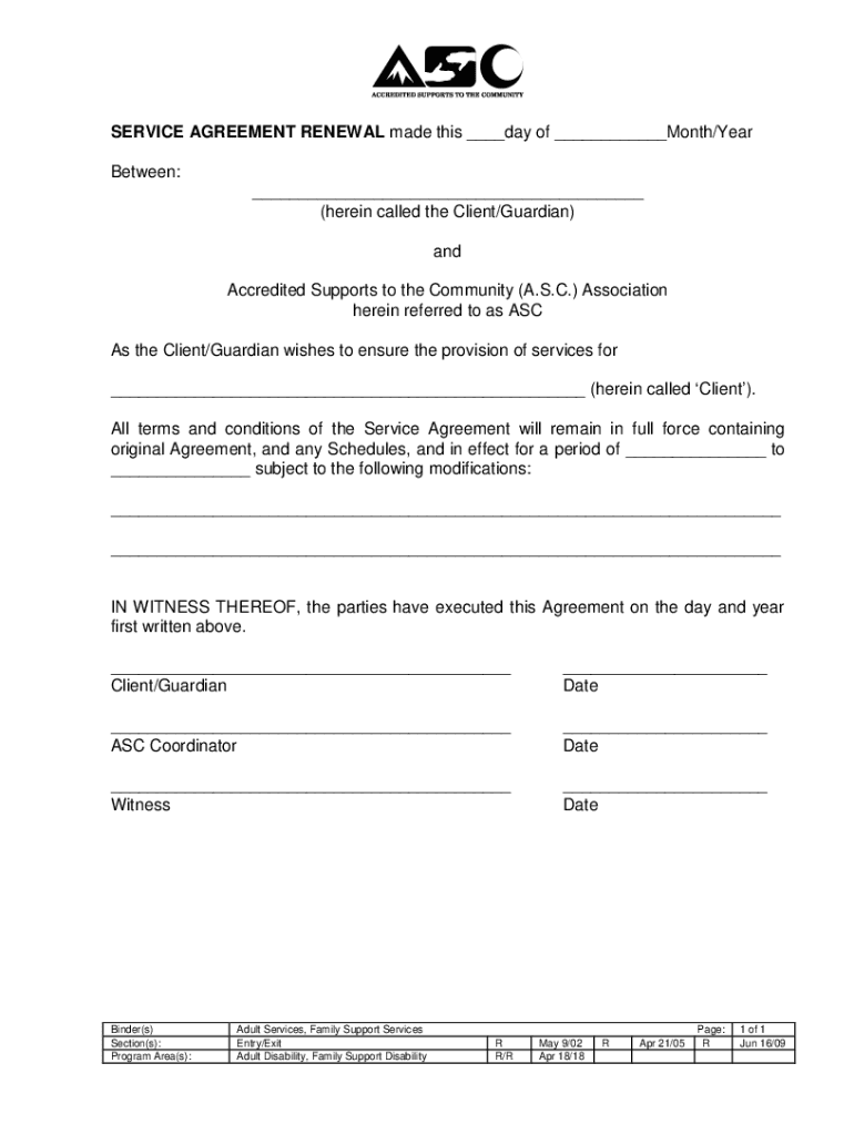 Fillable Online Service Agreement Renewal Document Fax Email Print ...