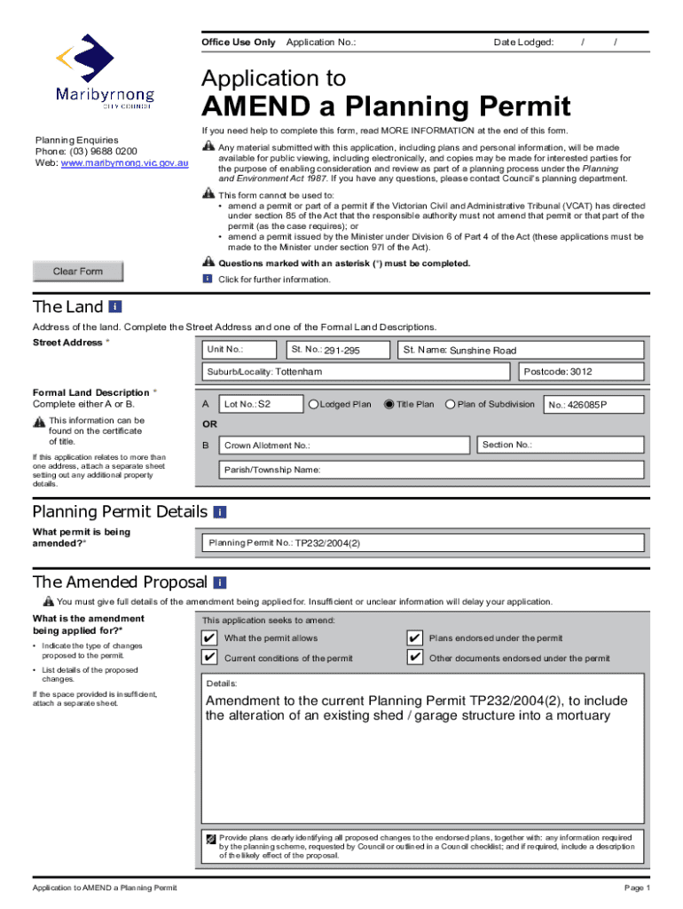 Fillable Online Requests to view planning permits and endorsed plans ...