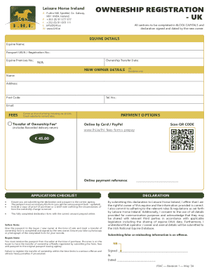 Fillable Online Equine Ownership Transfer Form Fax Email Print - pdfFiller