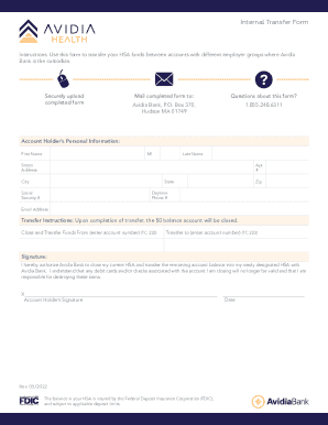 Fillable Online Internal Transfer Form for Hsa Funds Fax Email Print ...