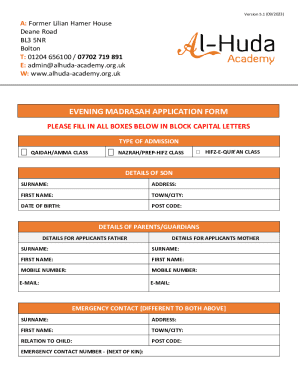 Fillable Online Application Form for Evening Madrasah at Al-huda ...