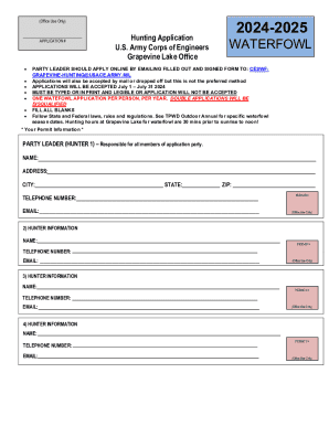 Fillable Online Waterfowl Hunting Application 2024-2025 Fax Email Print - pdfFiller