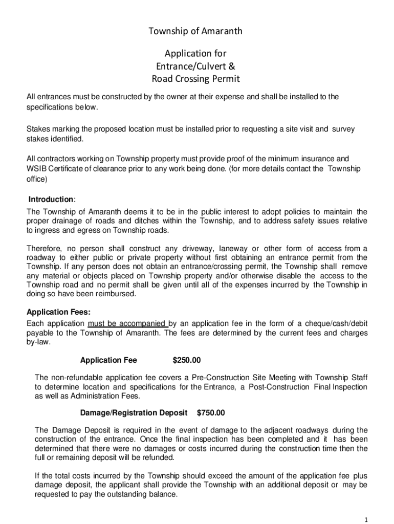 Fillable Online entrance-and-road-crossing-application- ... Fax Email ...