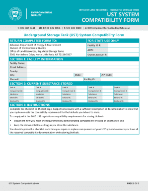 Fillable Online Underground Storage Tank (ust) System Compatibility Form Fax Email Print - pdfFiller
