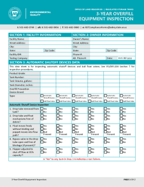 Fillable Online 3-year Overfill Equipment Inspection Form Fax Email ...