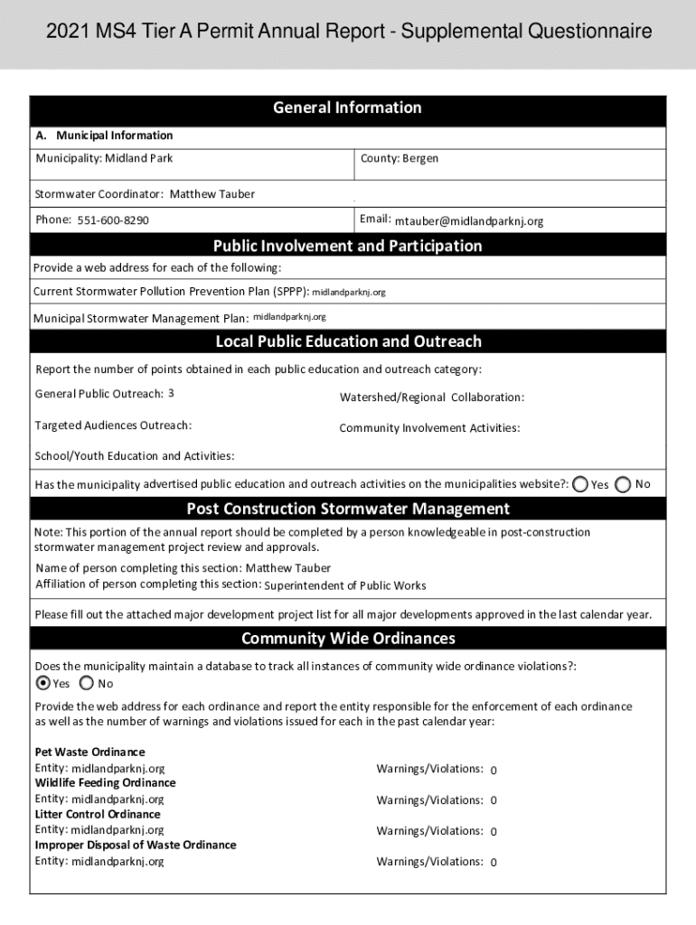 Fillable Online Instructions for Saving and Submitting the 2021 Ms4 Tier a Permit Annual Report ...