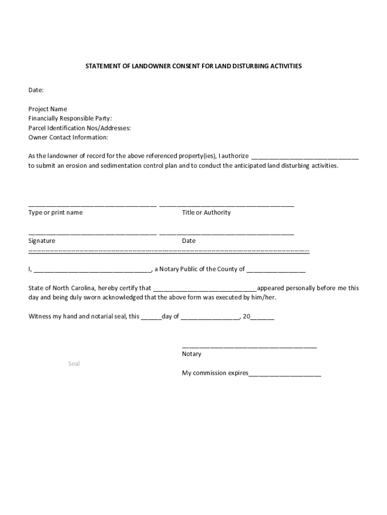 Fillable Online Statement of Landowner Consent Fax Email Print - pdfFiller