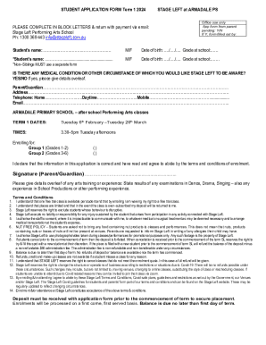 Fillable Online Student Application Form Term 1 2024 Fax Email Print ...