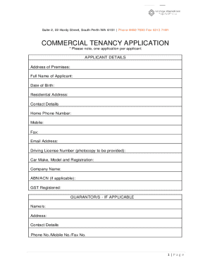 Fillable Online Commercial Tenancy Application Form Fax Email Print ...
