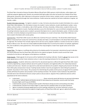 Fillable Online Student Acknowledgment - Great Plains Idea Fax Email Print - pdfFiller