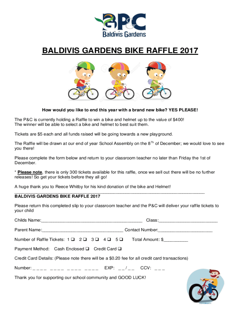 Fillable Online Raffle To Support People On Bikes In The Valley Fax ...