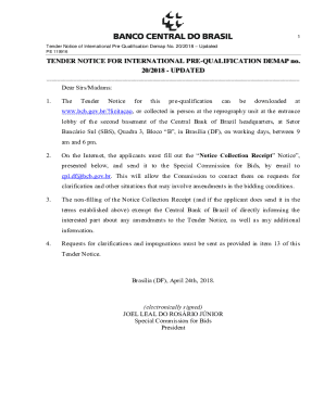 Fillable Online Tender Notice for International Pre-qualification Demap ...