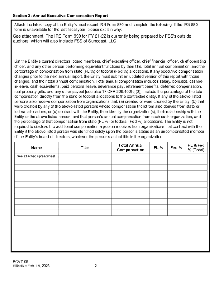 Fillable Online Executive Compensation Annual Report Fax Email Print ...