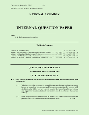 Fillable Online Internal Question Paper: National Assembly No 8 - 2024 Fax Email Print - pdfFiller