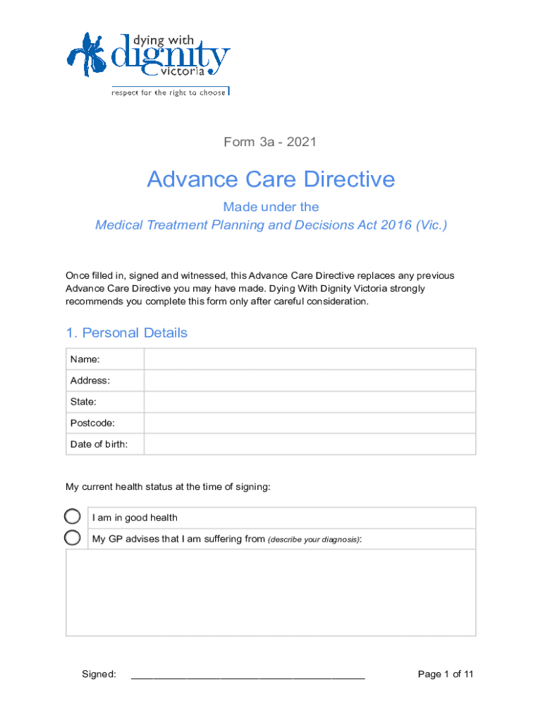 Fillable Online Advance Care Directive Fax Email Print - pdfFiller