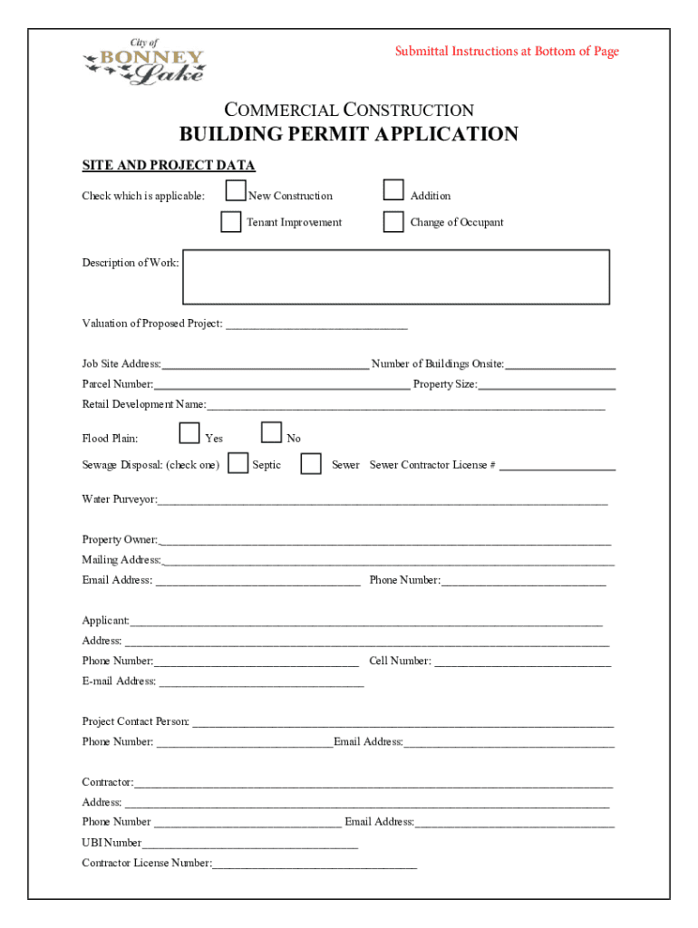 Fillable Online Commercial construction building permit application Fax Email Print - pdfFiller
