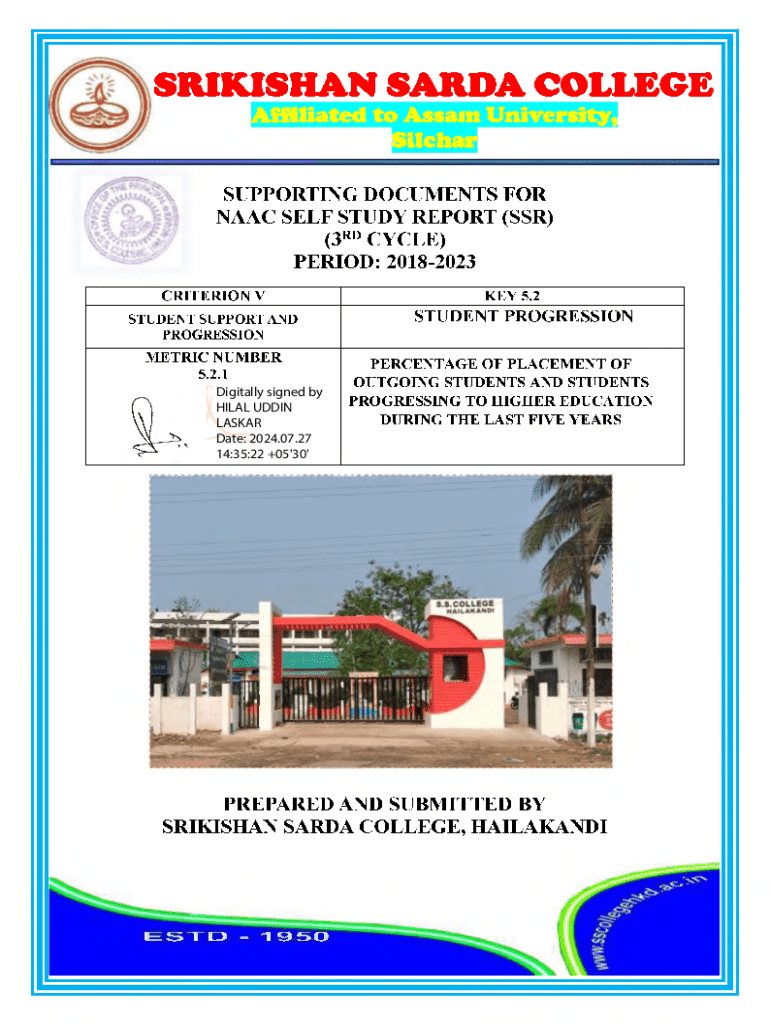 Fillable Online Supporting Documents for NAAC Self Study Report (SSR) ( ... Fax Email Print ...