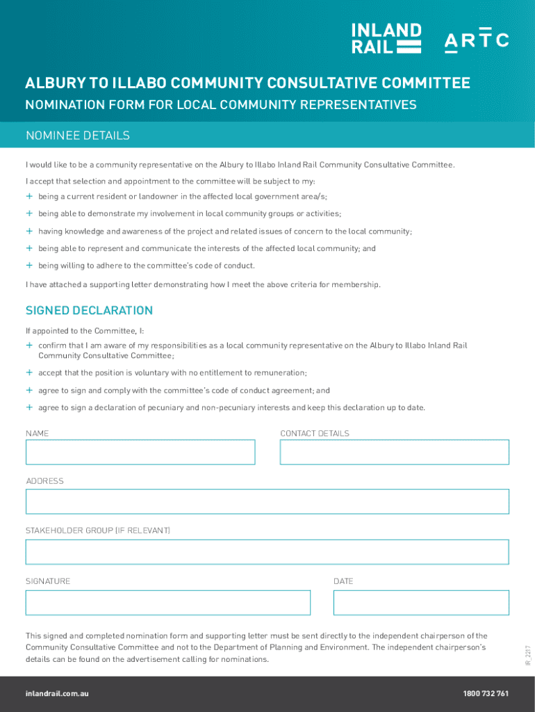Fillable Online A2I CCC Community Rep nomination form. A2I CCC ...