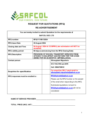 Fillable Online Rfq for School Transport Services Fax Email Print - pdfFiller