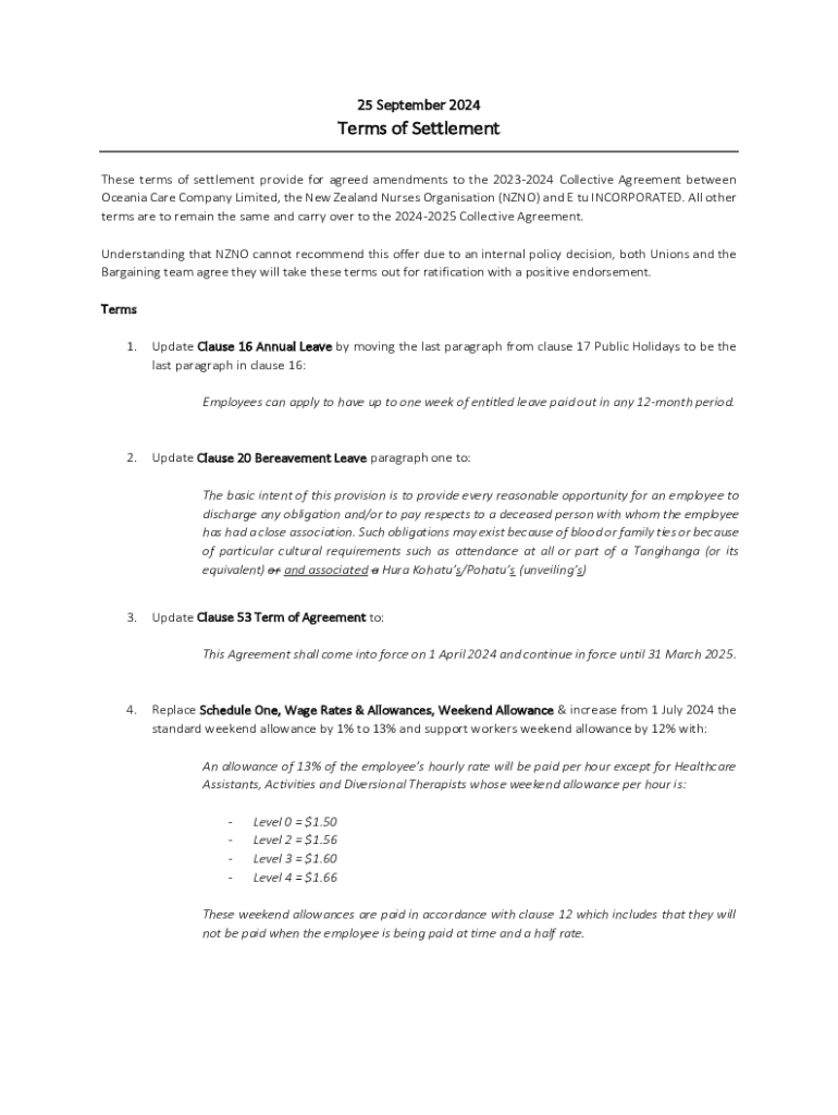 Fillable Online Nursing Pay Equity Claim Settlement Agreement Fax Email ...