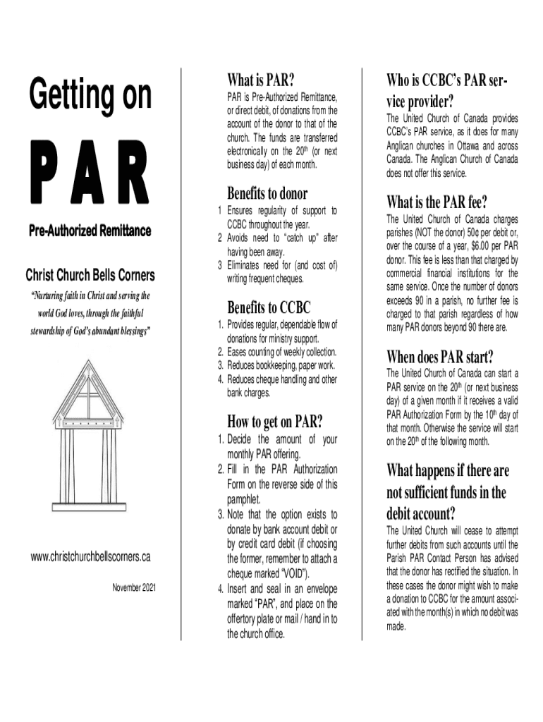 Fillable Online Pre-authorized Remittance (par) Authorization Fax Email Print - pdfFiller