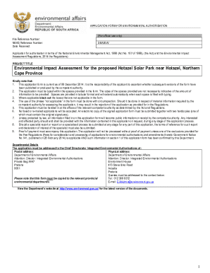 Fillable Online Application for Environmental Authorisation for Hotazel Solar Park Fax Email ...