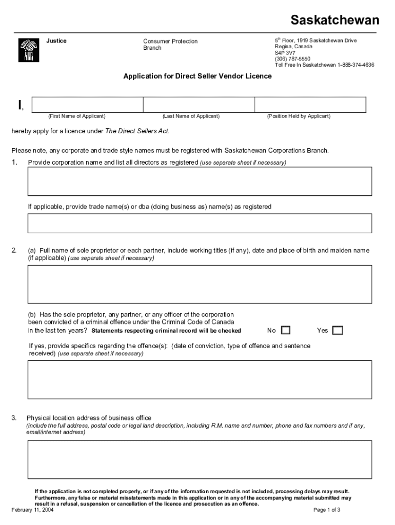 Fillable Online The Direct Sellers Act Procedure in Applying for a ... Fax Email Print - pdfFiller