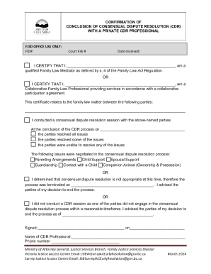 Fillable Online Confirmation of Conclusion of Consensual Dispute ...