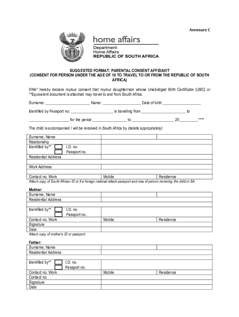 Fillable Online suggested format: parental consent affidavit Fax Email ...