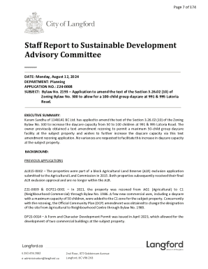 Fillable Online Bylaw No. 2193 – Application to Amend the Text of the ...