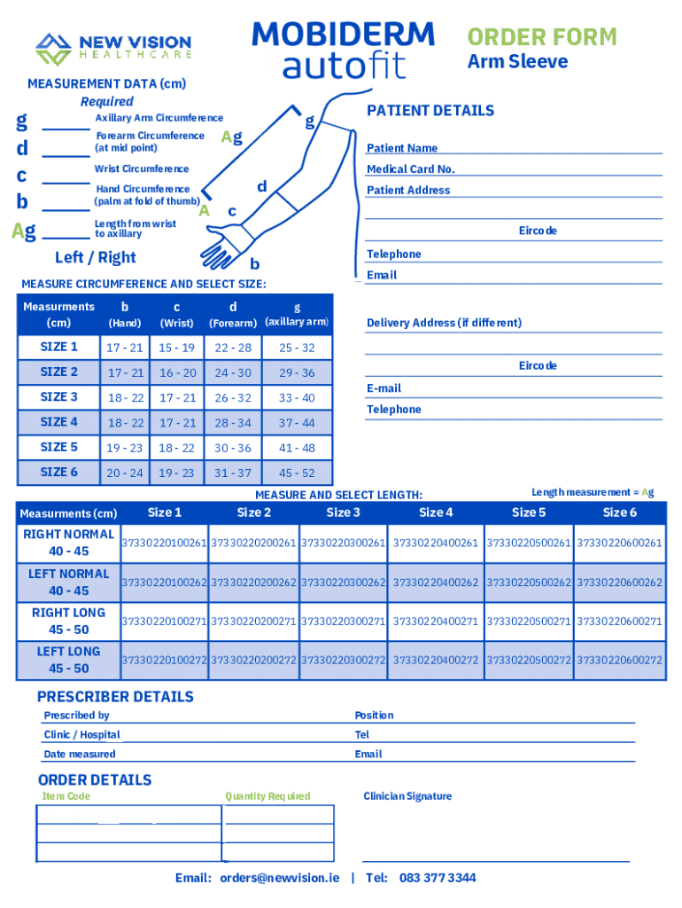 Fillable Online MEDI Non-Custom Arm Sleeve Measurement Form and ... Fax ...