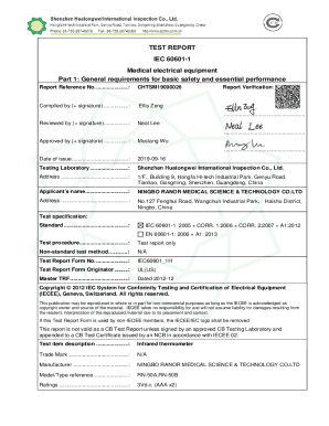 Fillable Online Iec 60601-1 Medical Electrical Equipment Test Report ...