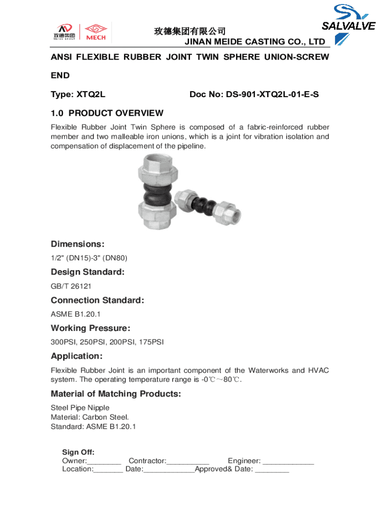 Fillable Online Double spheres rubber expansion joint (union-screw end ...