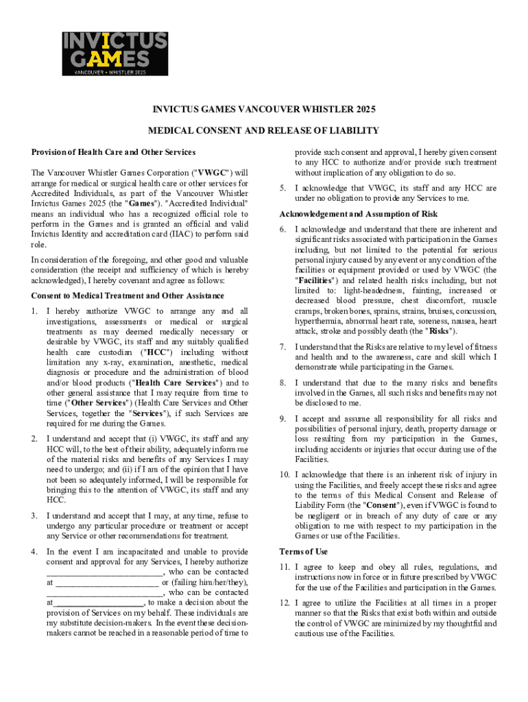 Fillable Online Invictus Medical Consent Form (003) Fax Email Print ...