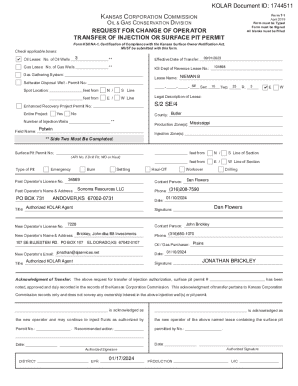 Fillable Online Request for Change of Operator Transfer of Injection or ...