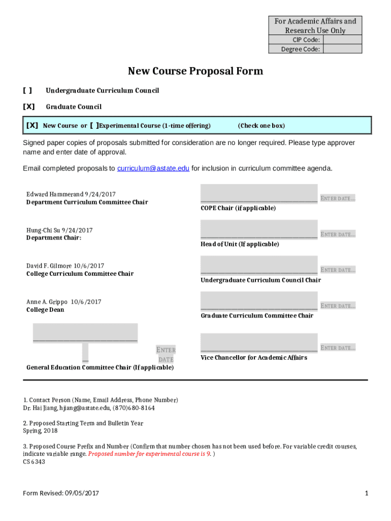 New Course Proposal Doc Template | pdfFiller