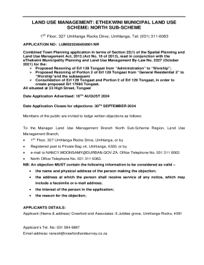 Fillable Online Ethekwini Municipal Land Use Scheme: North Sub-scheme ...