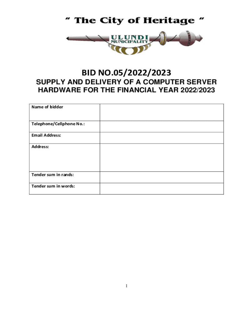 Fillable Online SUPPLY AND DELIVERY OF SERVER HARDWARE 2023. ... Fax Email Print - pdfFiller