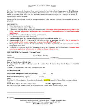 Fillable Online Commemorative Tree Planting Fax Email Print - pdfFiller