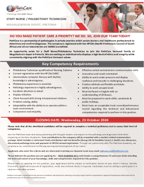 Fillable Online Staff Nurse / Phlebotomy Technician Application Fax Email Print - pdfFiller