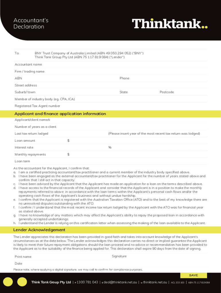 Fillable Online Accountant\'s Declaration - cloudfront.net Fax Email ...
