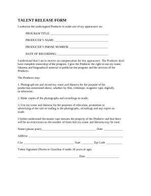 Talent Release Doc Template | pdfFiller