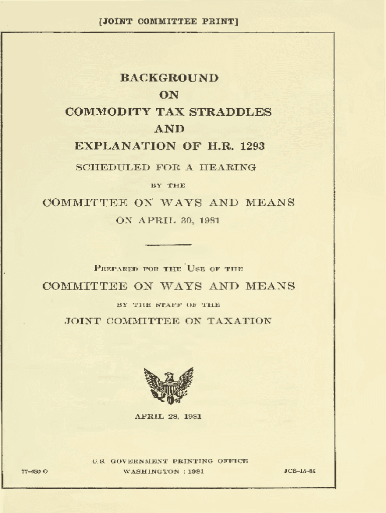Fillable Online File:Background on commodity tax straddles and ...