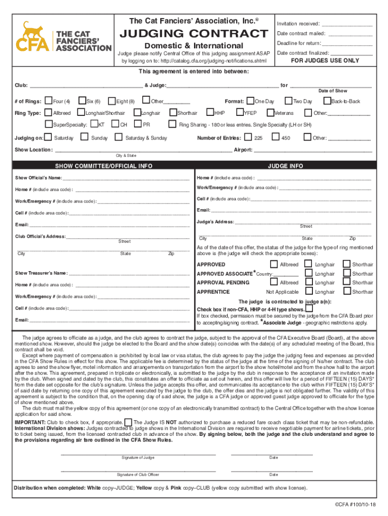 Fillable Online Judging Contract Agreement Fax Email Print - pdfFiller