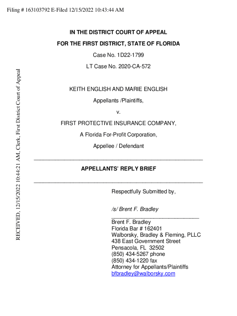 Fillable Online Appellants’ Reply Brief in Case No. 1d22-1799 Fax Email ...
